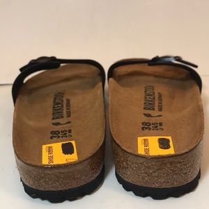 Birkenstock | Shoes | New Birkenstock Blue Metallic Slide Comfort ...